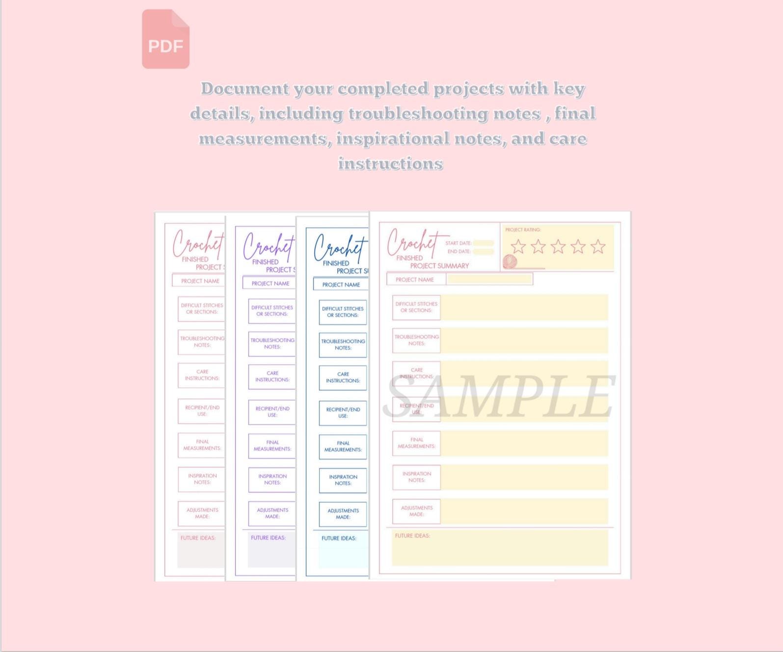 Digital Crochet Project Tracker Template – Printable Planner for ...