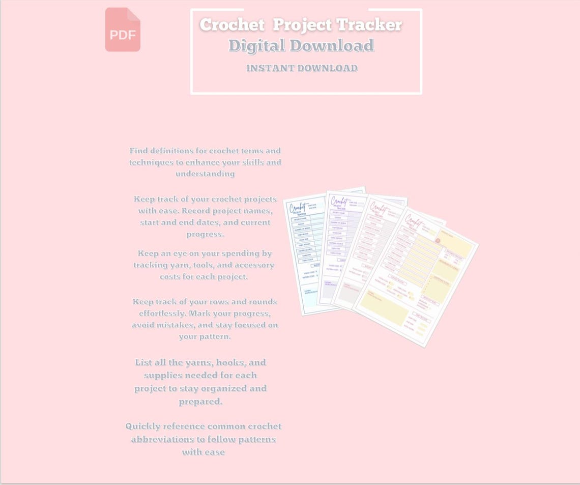 Digital Crochet Project Tracker Template – Printable Planner for ...