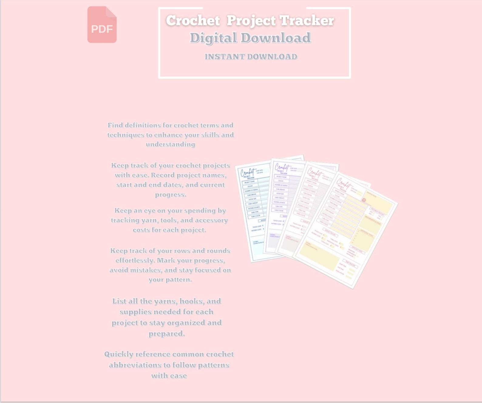 Digital Crochet Project Tracker Template – Printable Planner for ...