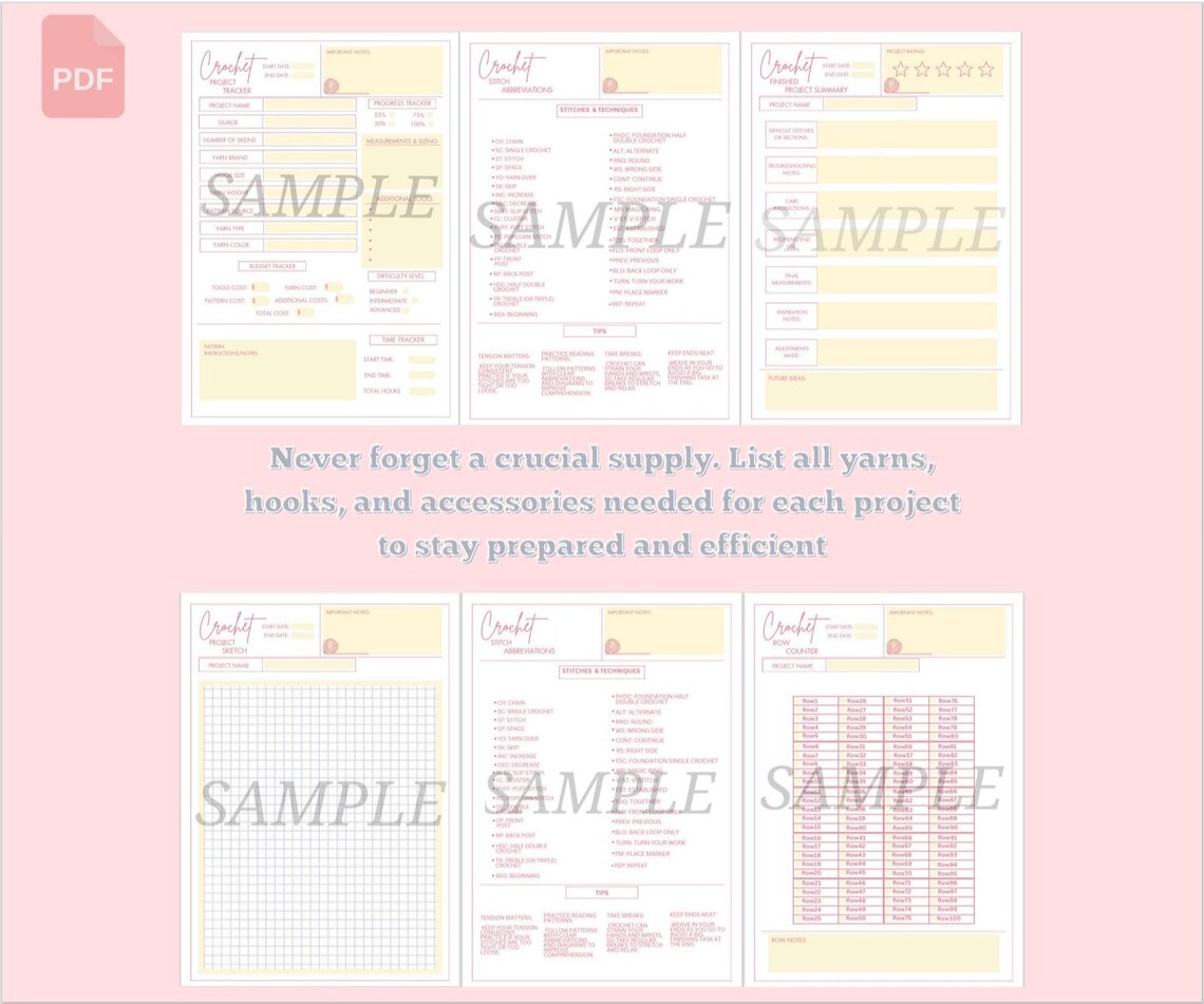 Digital Crochet Project Tracker Template – Printable Planner for ...