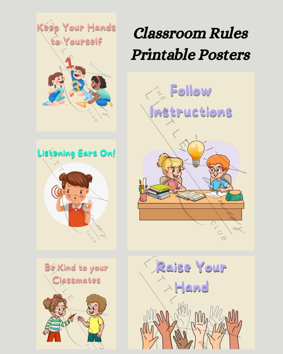 Classroom Rules Printable Posters - Etsy