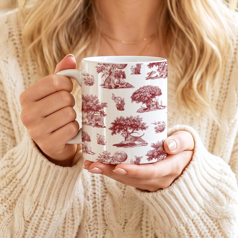 Schnauzer Coffee Mug Ceramic Dishwasher Safe Toile Du Jouy Dog Pattern ...