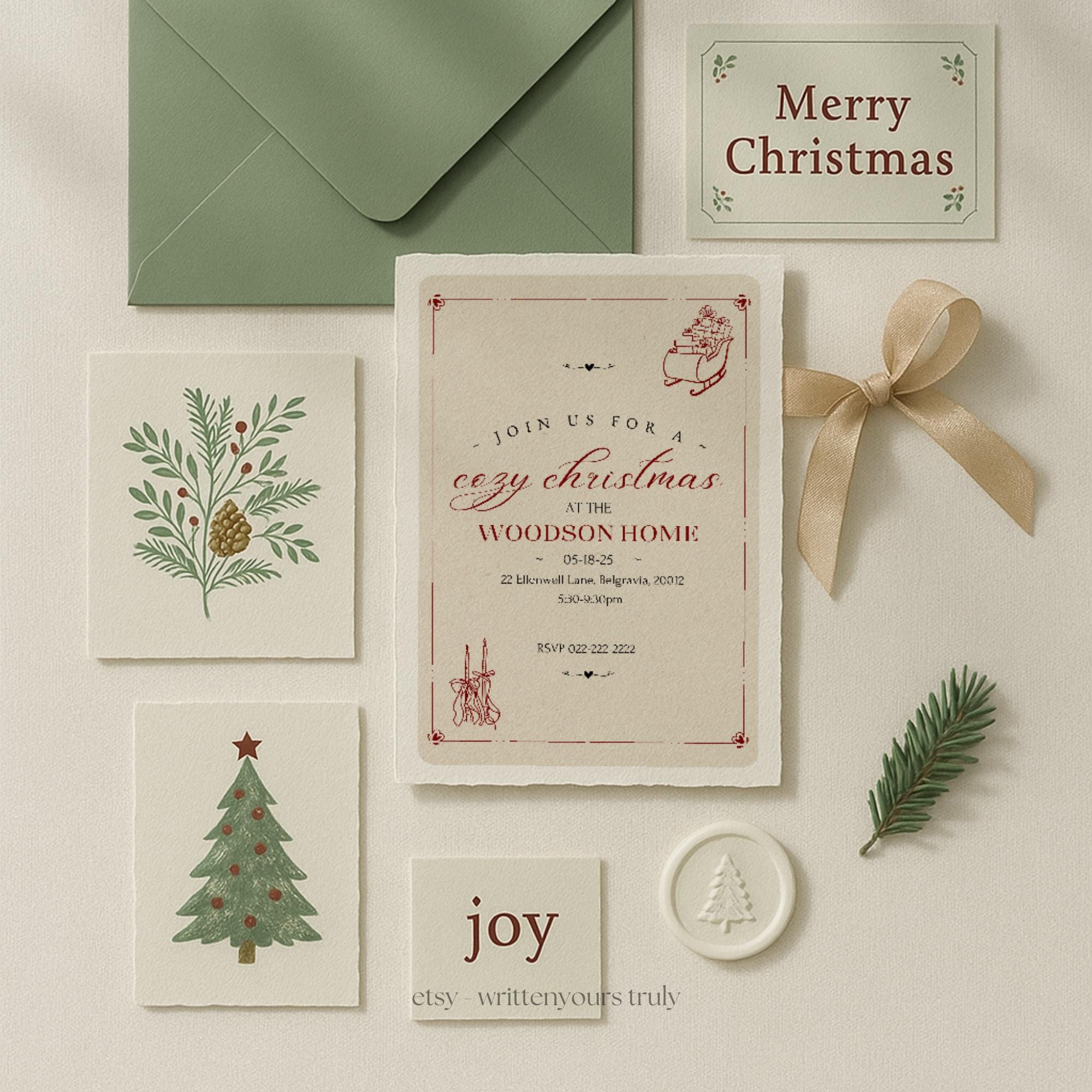 Cozy Christmas Dinner Invitation Ace of Hearts Holiday Event Invite ...
