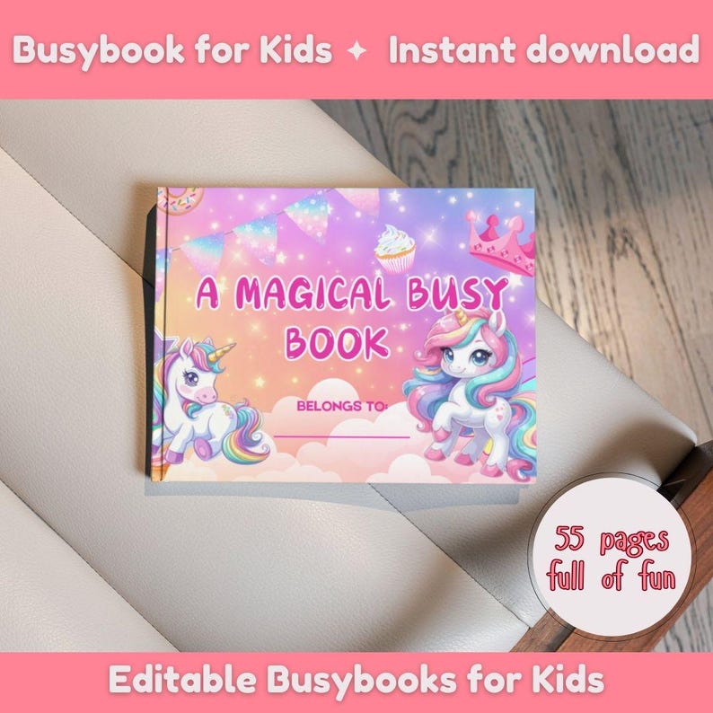 Editable Busy Book Template for Toddlers & Kids in Canva L Unicorn ...