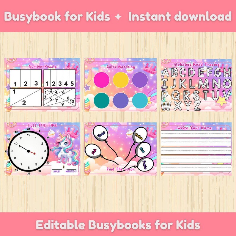 Editable Busy Book Template for Toddlers & Kids in Canva L Unicorn ...