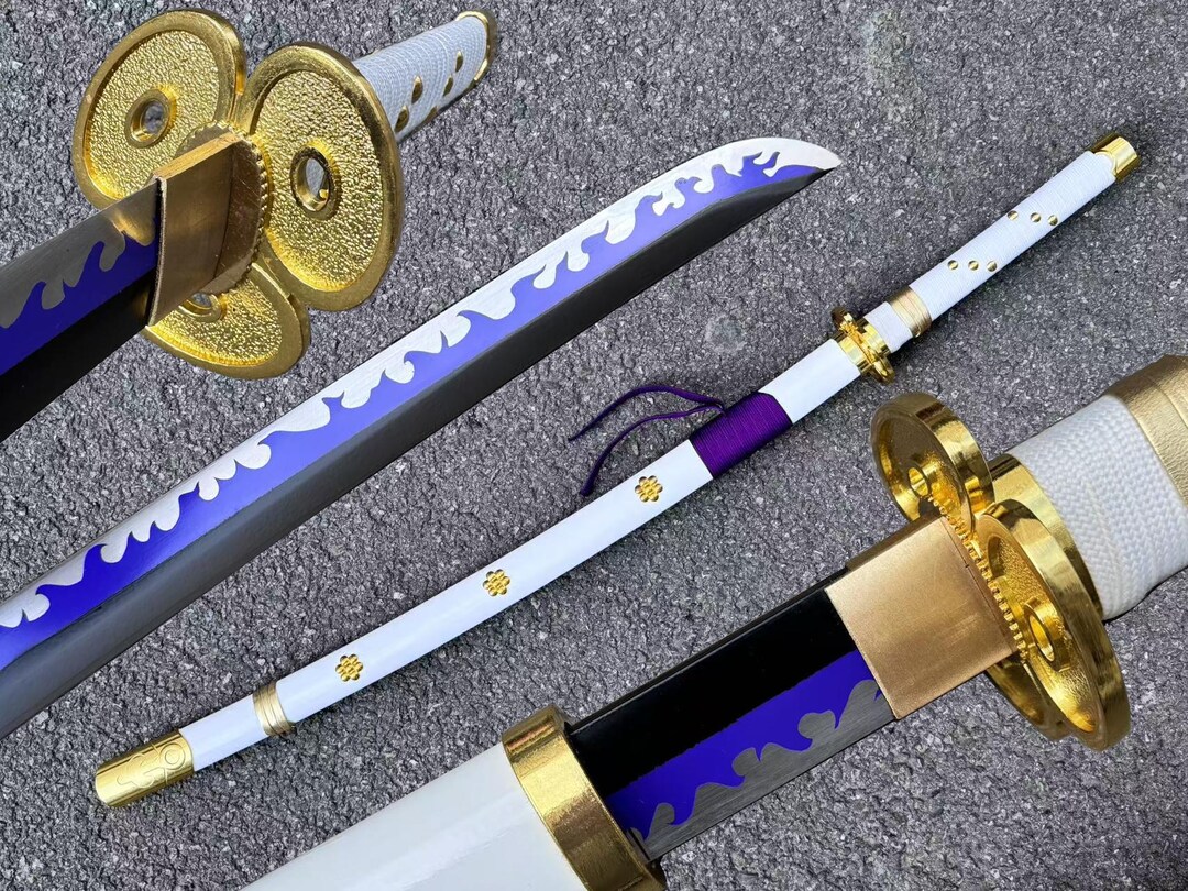 Handmade 1045 Steel Katana -white and Gold Samurai Sword, Animeinspired ...