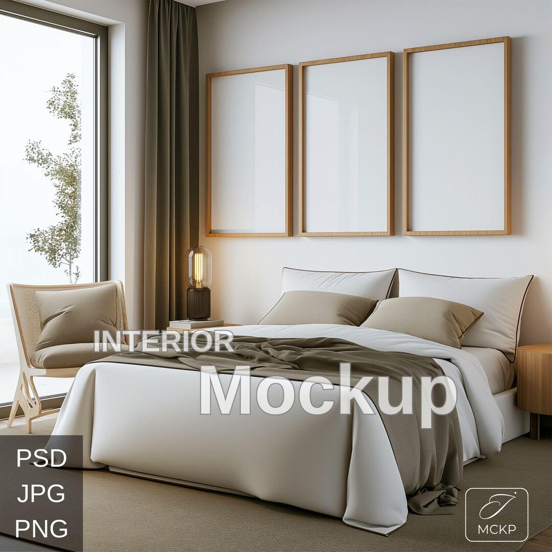 3 Frame Blank Wall Art Mockup - Set of 3 Wall Art Frame - 3 Set Picture ...