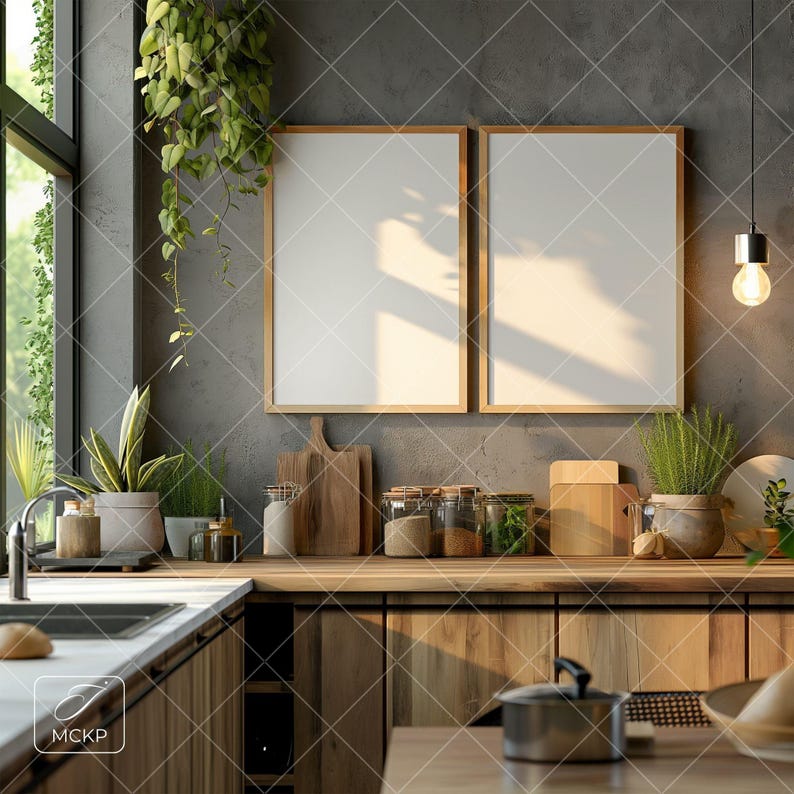 2 Kitchen Frame Mockup Two Kitchen Frame Mock up Wall Frame Mockup ...