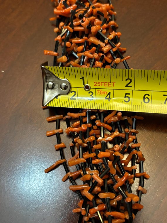 antique black and red Coral spiky statement necklace … - Gem