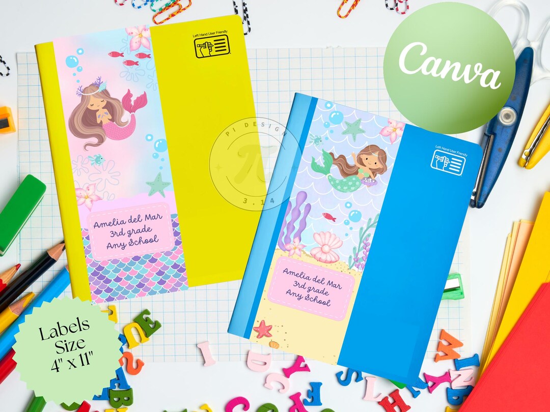 Editable Mermaids Kids Notebook Labels | Printable Name Tags | Cute ...