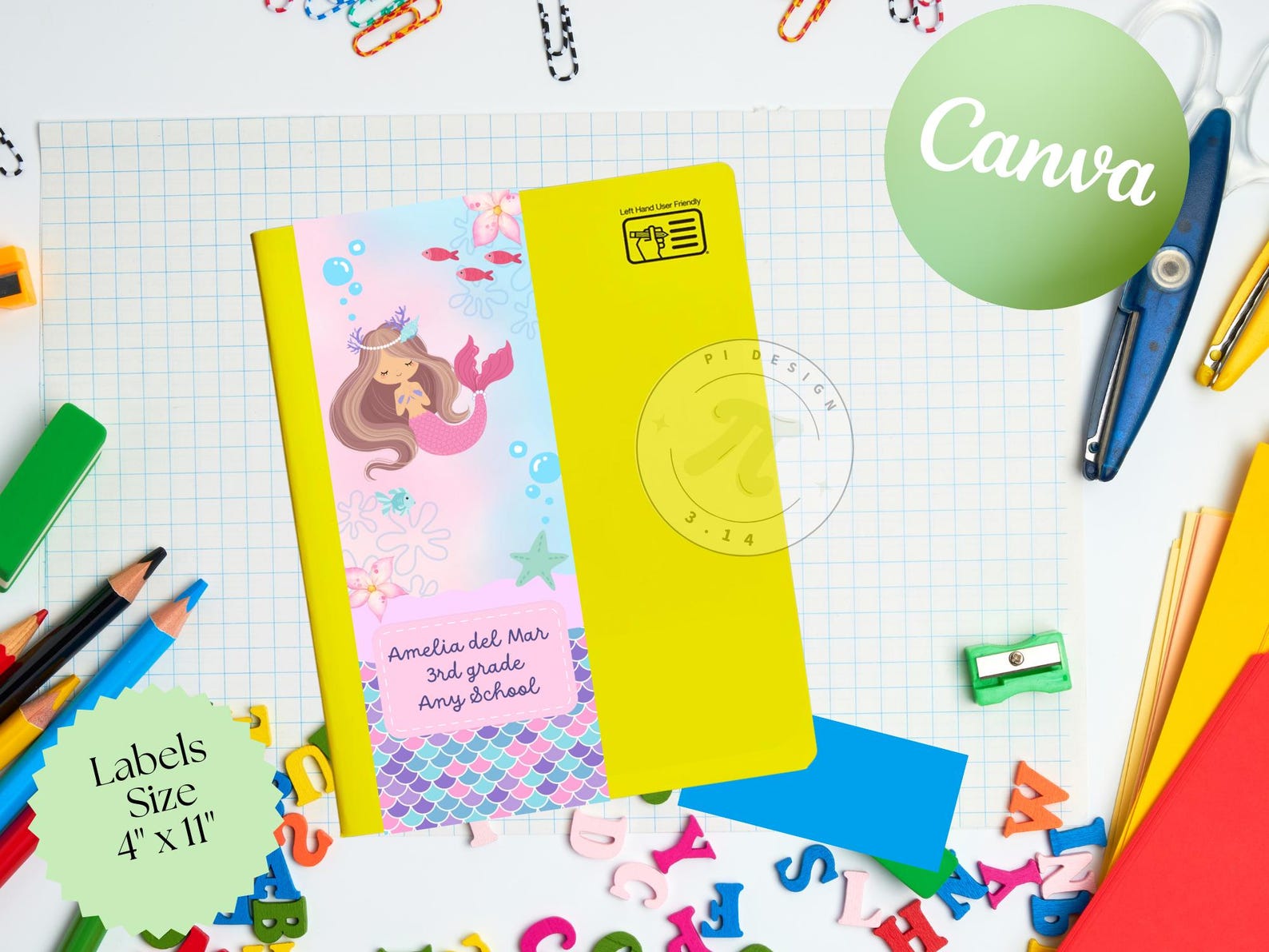 Editable Mermaids Kids Notebook Labels | Printable Name Tags | Cute ...