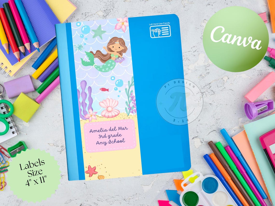 Editable Mermaids Kids Notebook Labels | Printable Name Tags | Cute ...