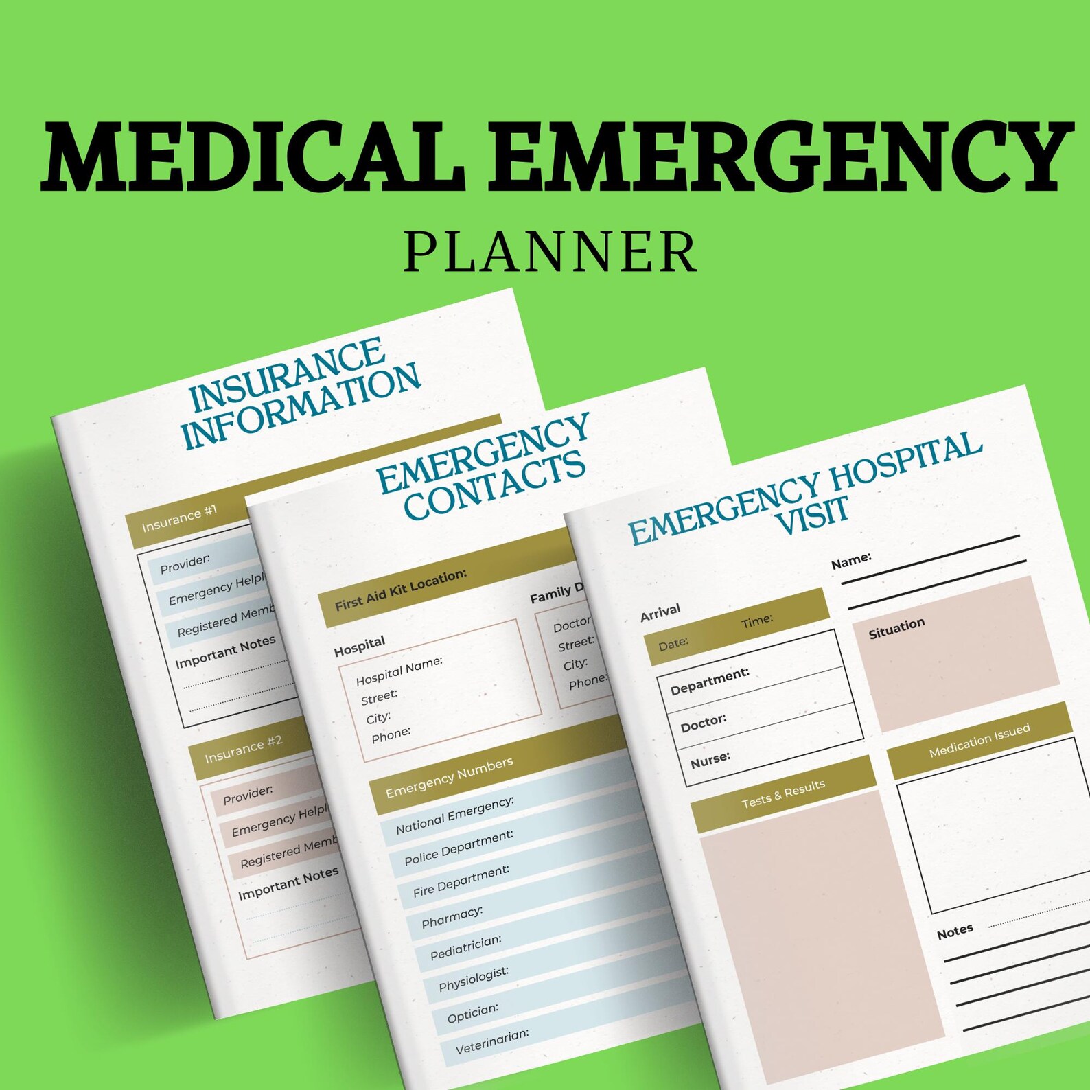 Emergency Plan Binder, Just in Case Printable Emergency Planner ...