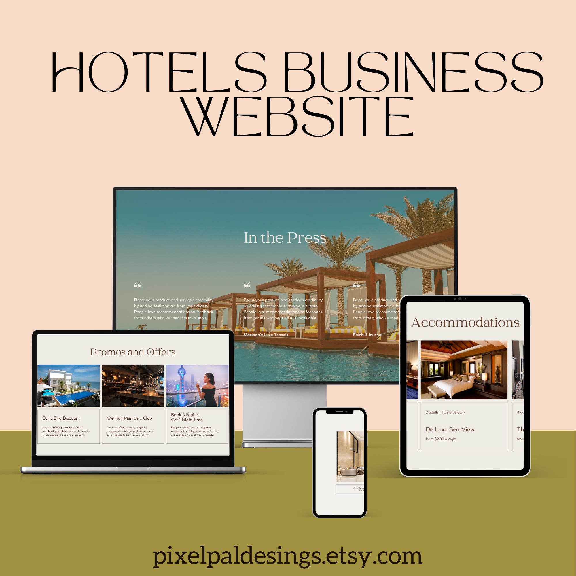 Hotel Business Website, Wix Template, Vacation Rental Website, Vacation ...