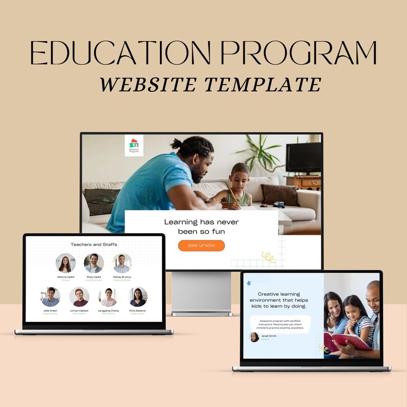 School Academy Website Template: Editable Canva Web Page - Etsy
