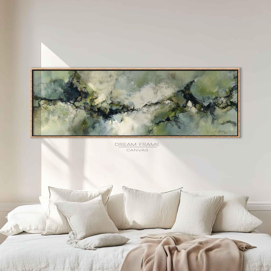 Green Marble Abstract Canvas Wall Art, Modern Nature Texture Painting ...