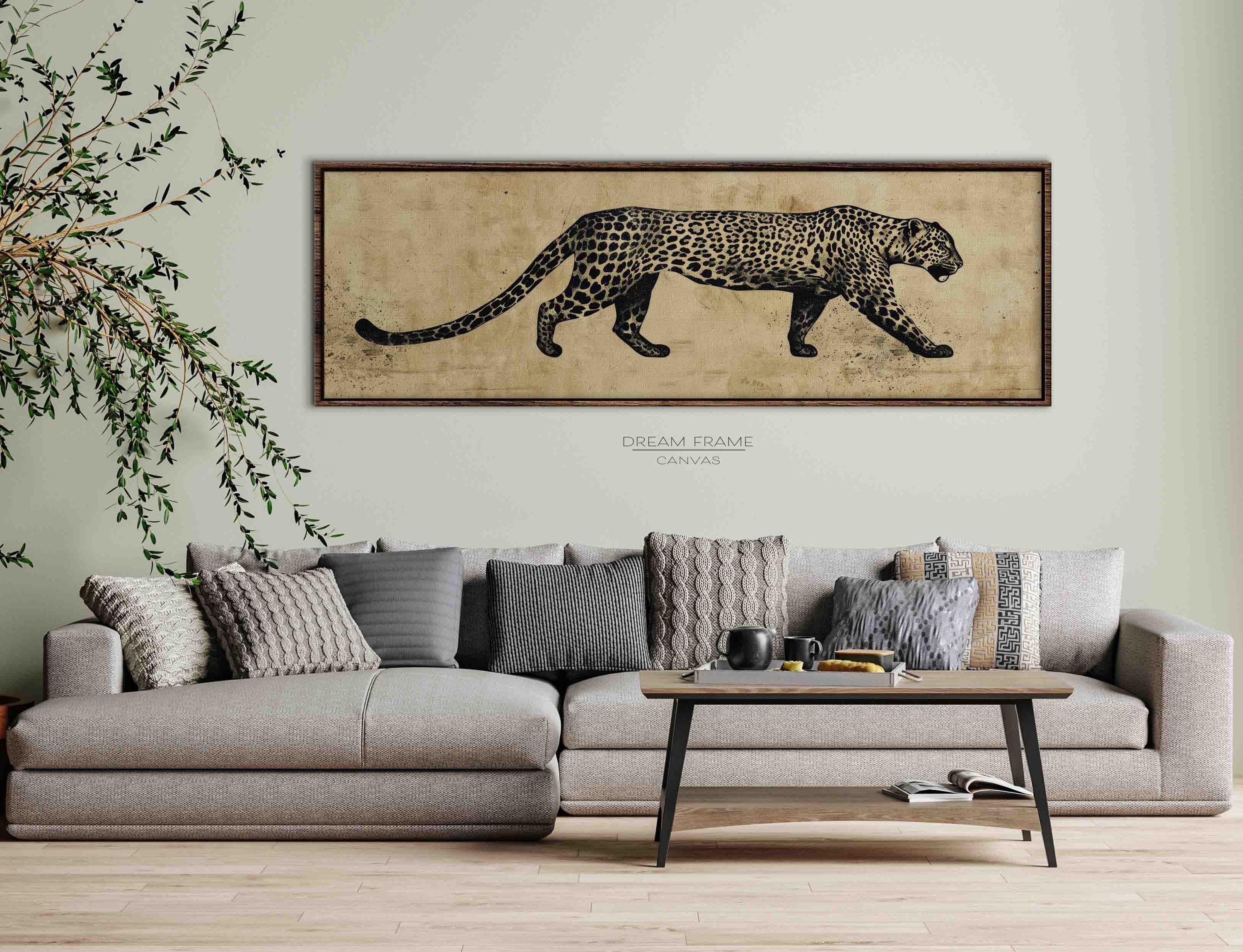 Vintage Leopard Canvas Wall Art, Rustic Safari Jungle Print - Etsy