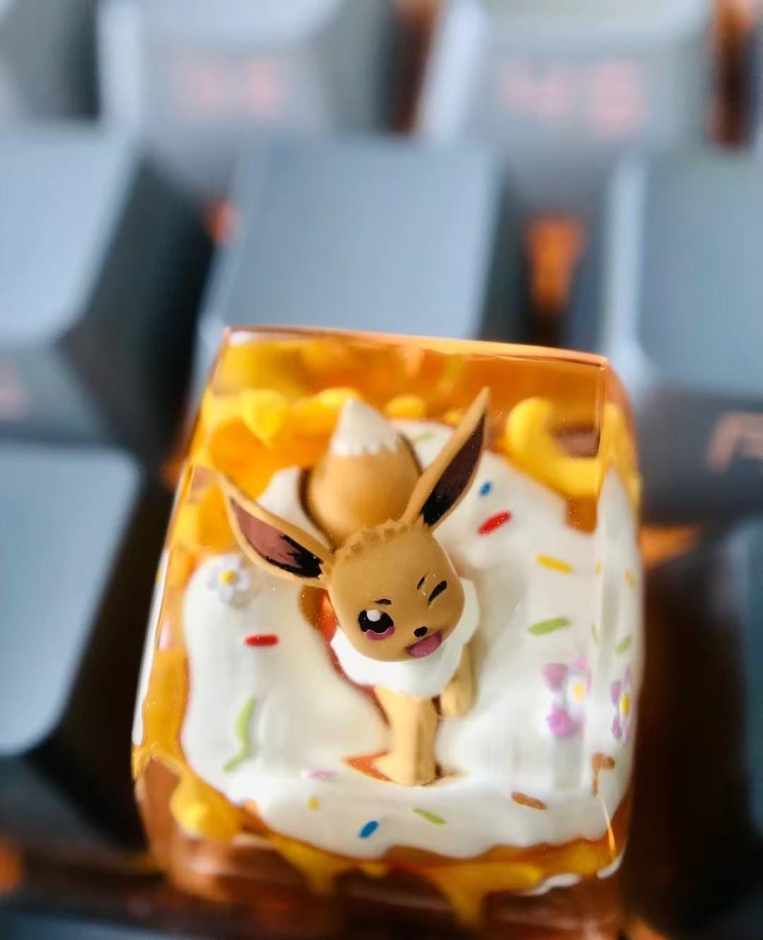 Pokemon Keycap, Custom Keycap, Eevee Evolution, Hand Painted Cute ...