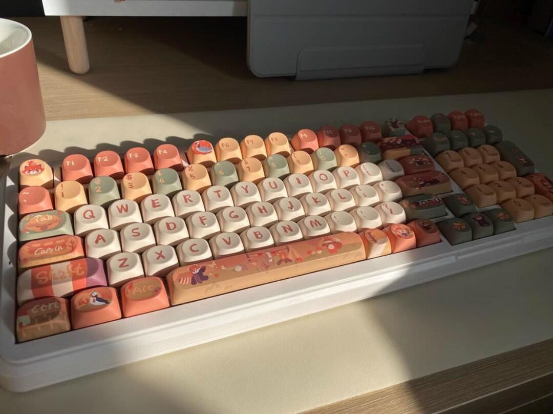 140keys Cute Red Panda Keycap Set, Animal Keycap Set, Fall Keycaps, SO ...