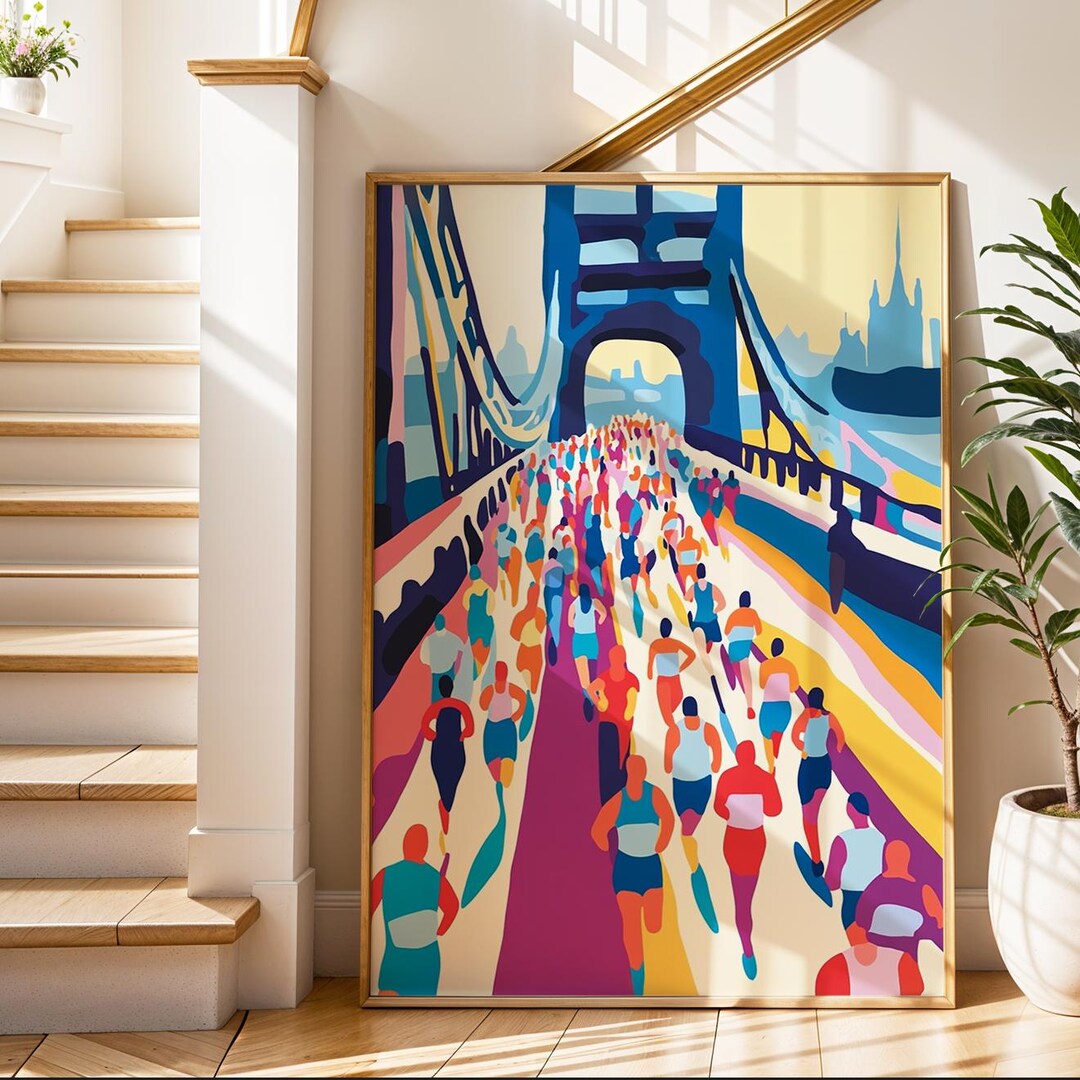 134 Tower Bridge Runners Art Print, London Marathon Wall Art, Running ...
