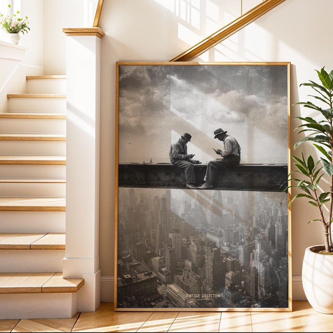 Vintage Skyscraper Poster: 1930s Workers With Phones, Retro Wall Art - Etsy