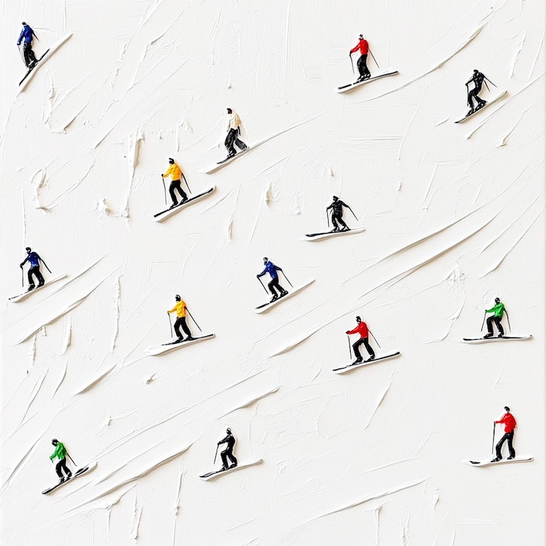 Minimalist Skiing Art Print, Digital Download, Winter Sports Wall Art ...