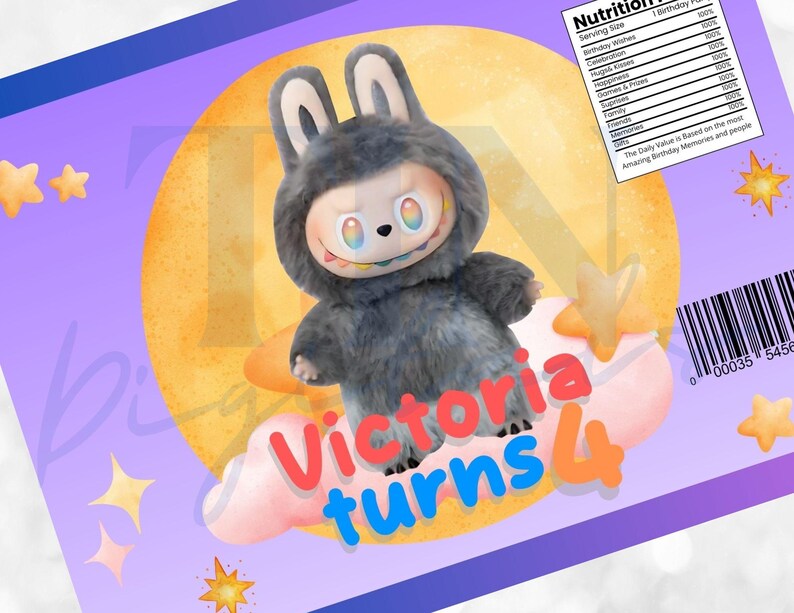 Labubu Party Favors, Labubu Theme Chipbag Editable Party Favor Party ...