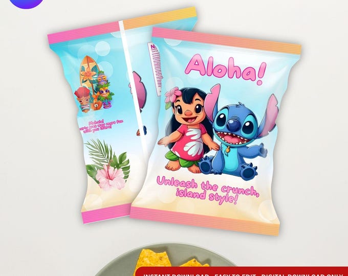 Stitch Chip Bags, Labels for Birthday Party - Printable DIGITAL ...