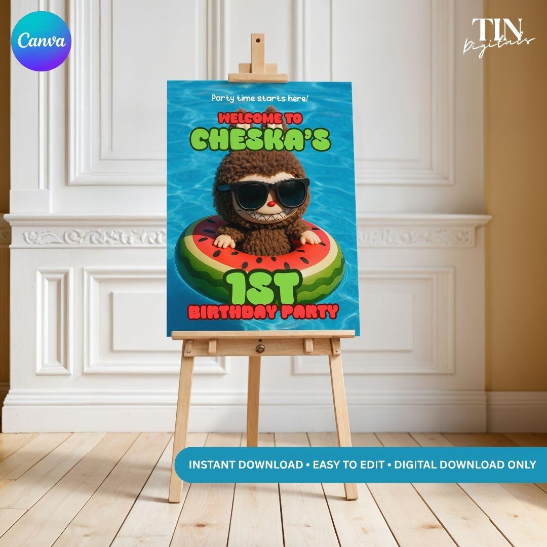 Labubu Welcome Signage, Birthday Party, Party Favors, Chipbag, Labubu ...