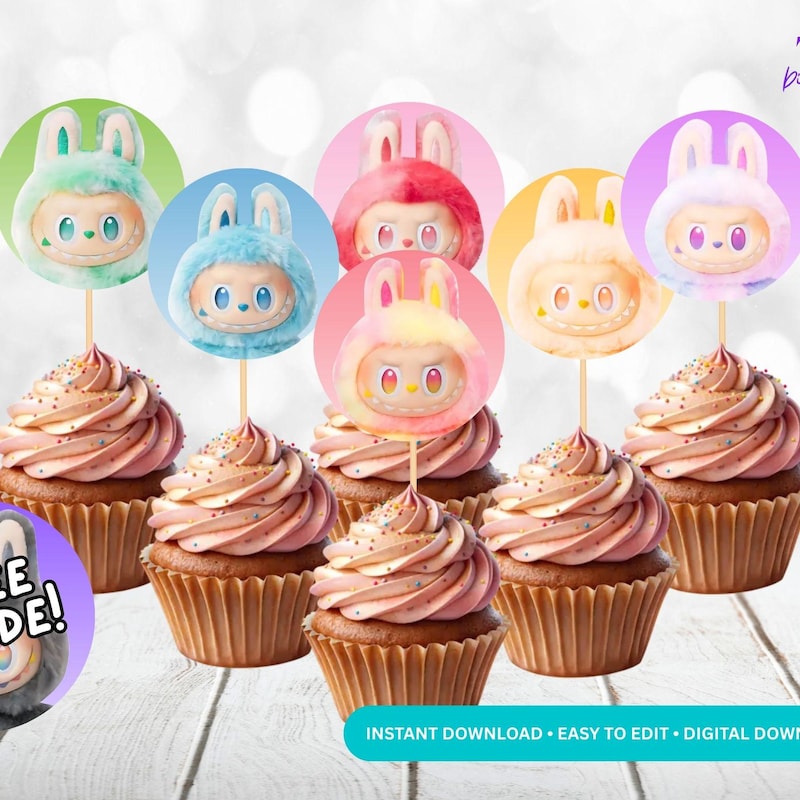 Labubu Cupcake Topper - Etsy