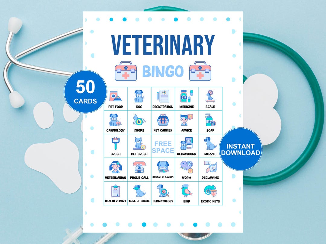 Veterinary Bingo Cards Vet Tech Bingo Game Staff Party Game Instant ...