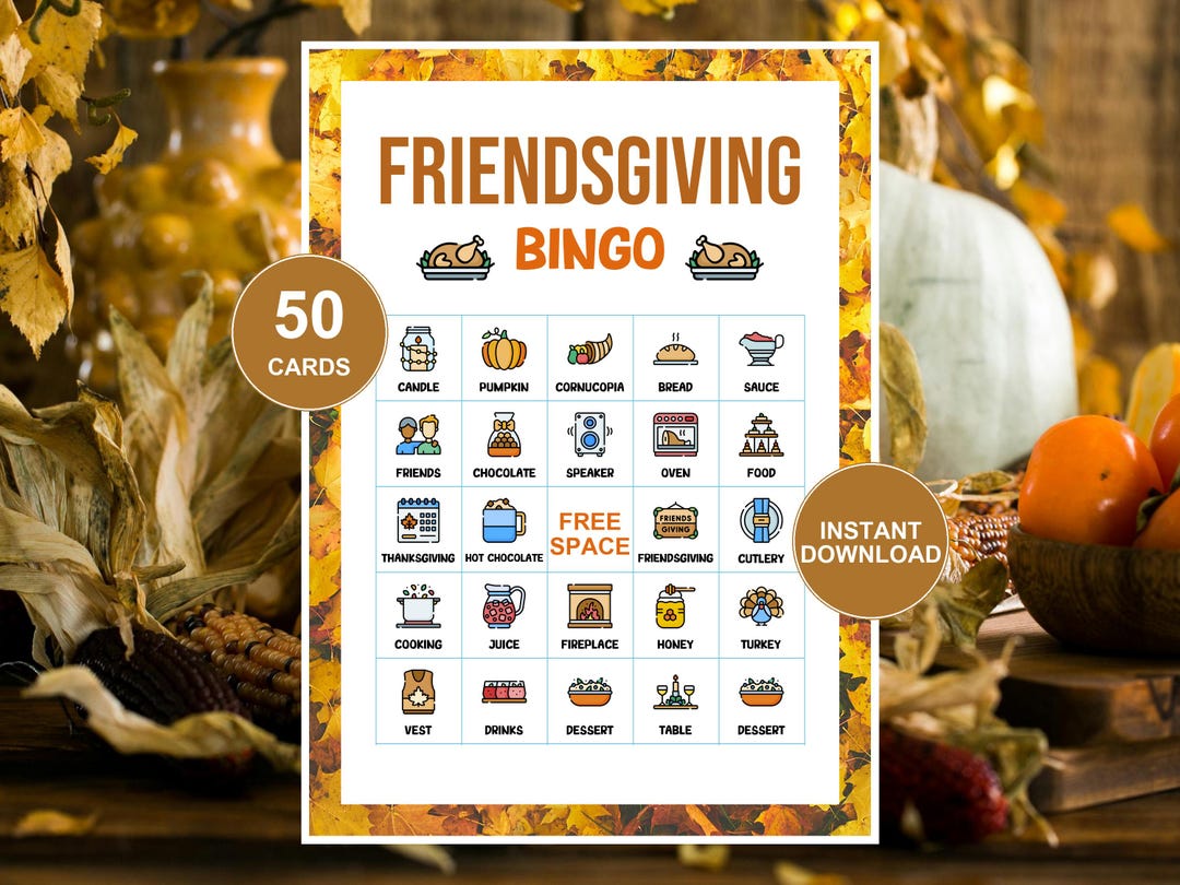 Friendsgiving Bingo Cards Printable Bingo Sheets Kids Family Adult ...