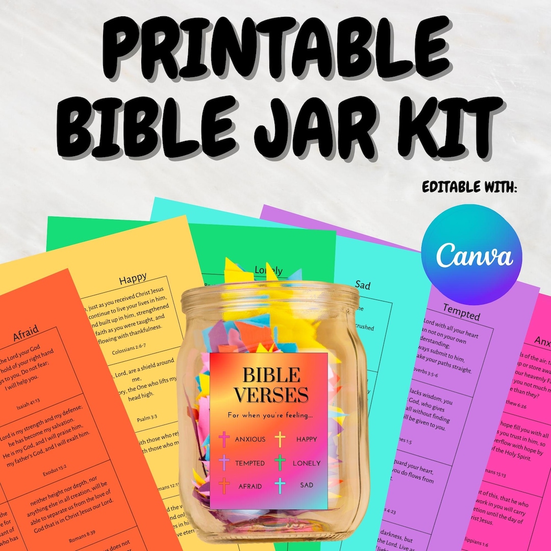 DIY Printable Bible Verse Jar With Color Coded NIV Scripture Emotions ...