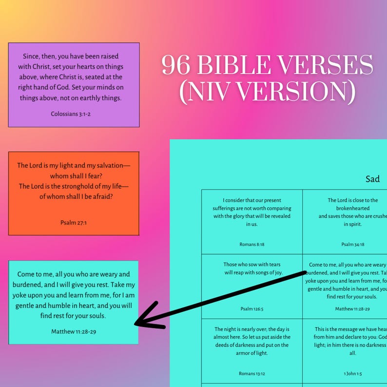 DIY Printable Bible Verse Jar With Color Coded NIV Scripture Emotions ...