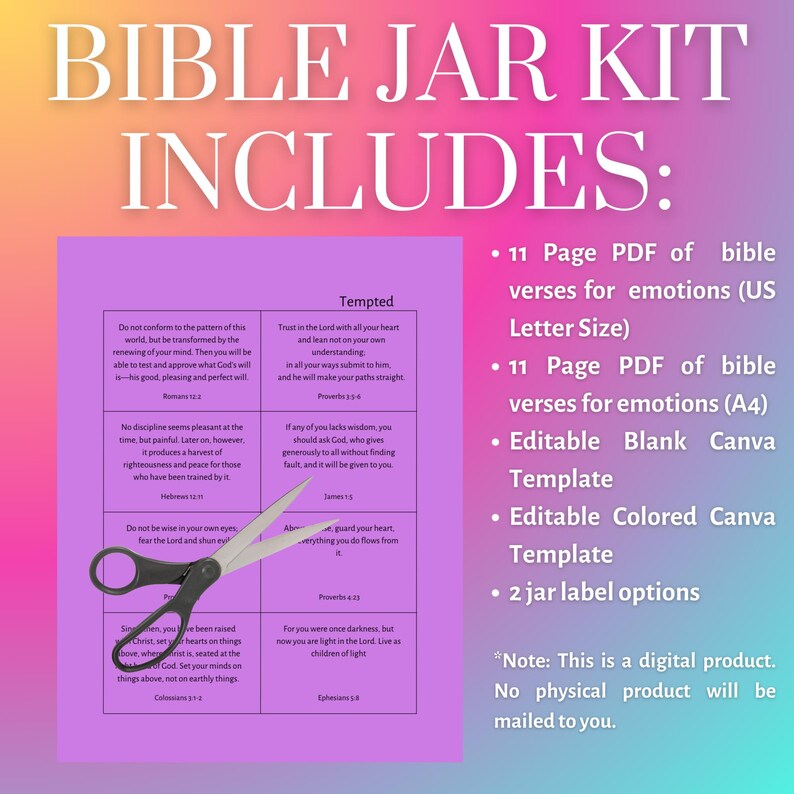 DIY Printable Bible Verse Jar With Color Coded NIV Scripture Emotions ...