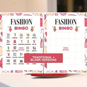 Fashion Bingo Game Printable 50 Unique Cards Dress up Birthday Party ...