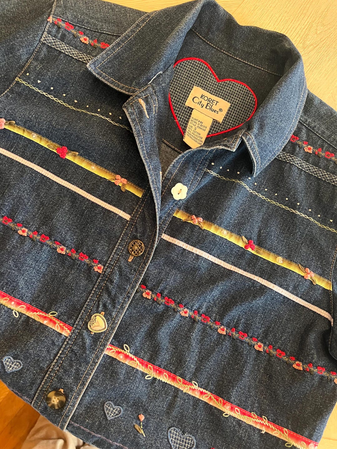 Vintage Embroidered Denim Jacket - Etsy
