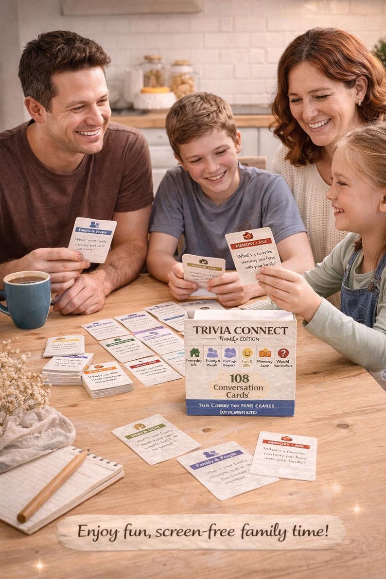 Family Trivia Game Printable | 108 Conversation Cards | Fun Family Game ...