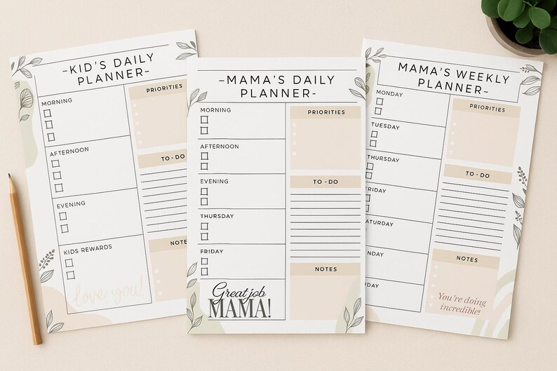 Editable SAHM Daily Planner Printable | Stay at Home Mom Routine Chart ...
