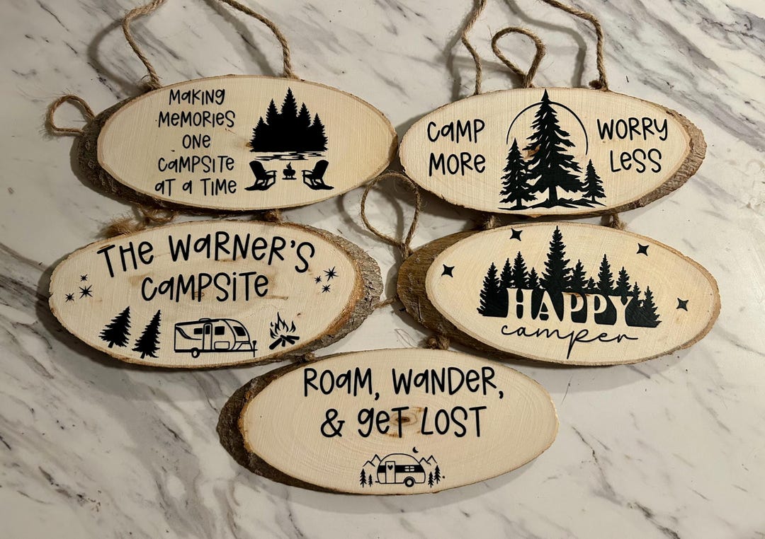 Rustic Wooden Camper Sign – RV Wall Decor, Happy Camper Gift, Camping ...