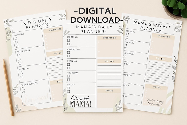 Editable SAHM Daily Planner Printable | Stay at Home Mom Routine Chart ...