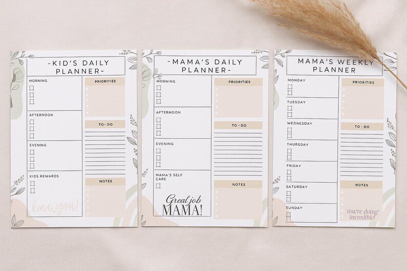 Editable SAHM Daily Planner Printable | Stay at Home Mom Routine Chart ...