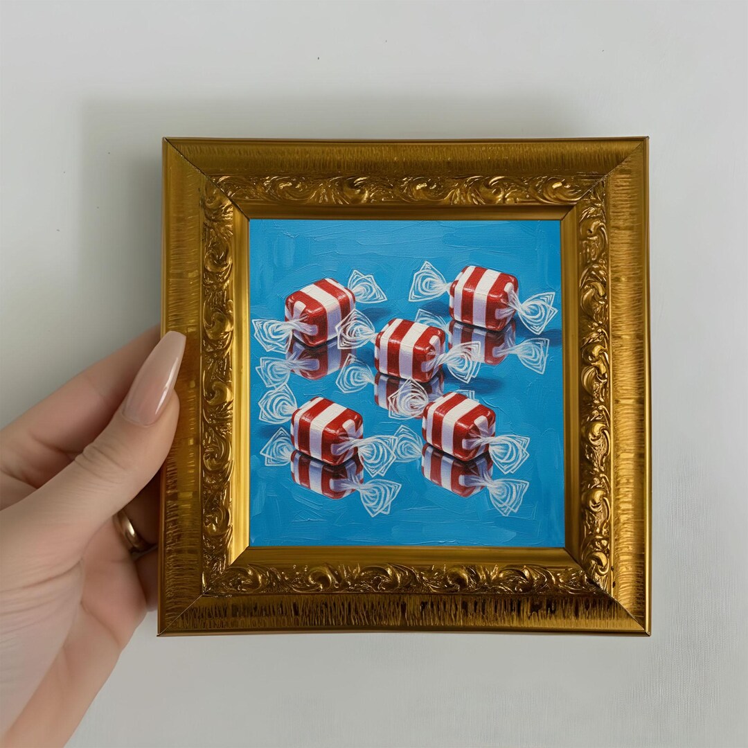 Candy Still Life Oil Painting, Small Framed Kitchen Art, Kitchen Wall ...