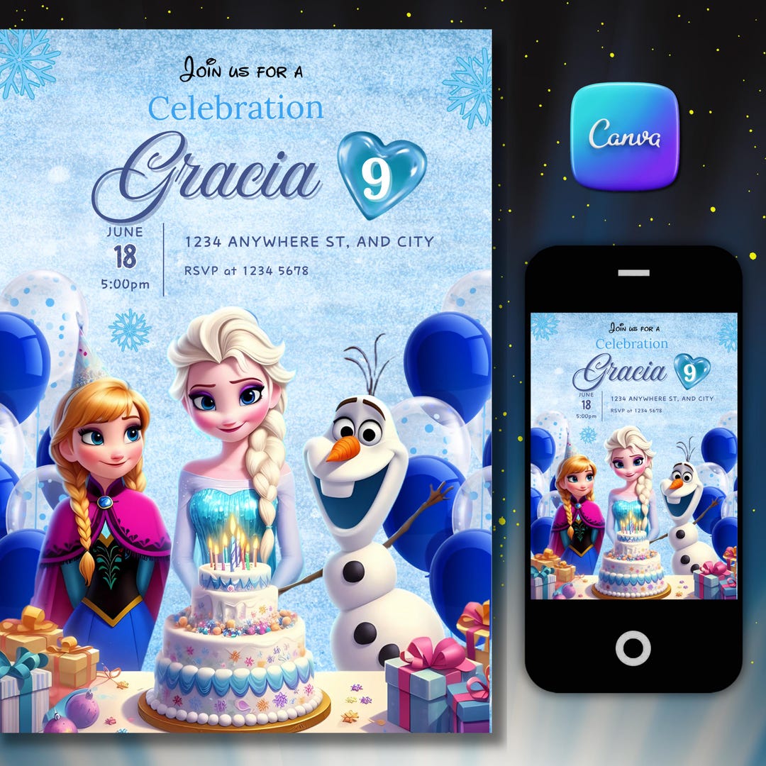 Ice Princess and Snow Friends Invitation, Winter Theme Party Evite for ...