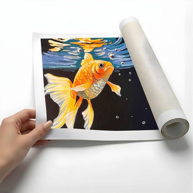 Hand-painted Fish Oil Painting, Small Framed Canvas Art, Animals Wall ...