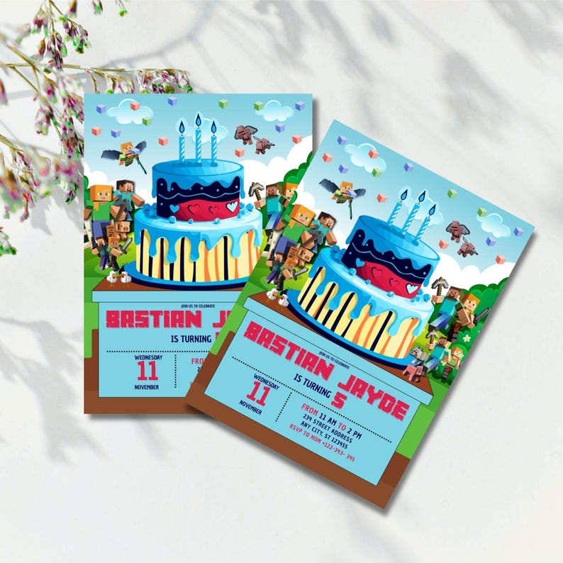 Game Theme Birthday Invitation, Editable Kids Party Evite, Birthday Boy ...