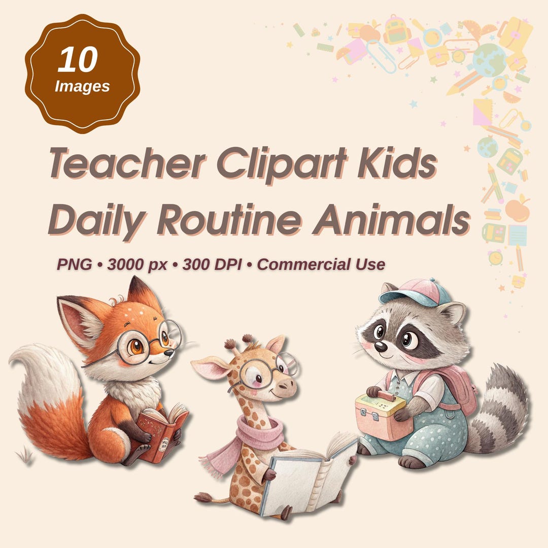 Teacher Clipart Kids Daily Routine Animals – Toddler Visual Schedule ...
