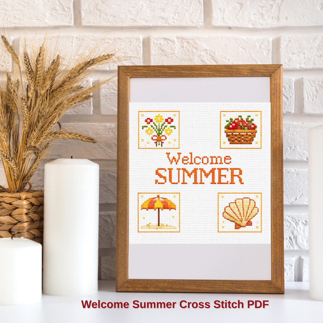 Welcome Summer Cross Stitch PDF Bundle, 4 Seasonal Mini Designs, Modern ...