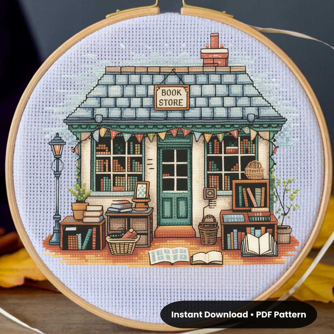 Bookstore Cross Stitch, Cozy Reading Corner, Digital PDF Pattern - Etsy