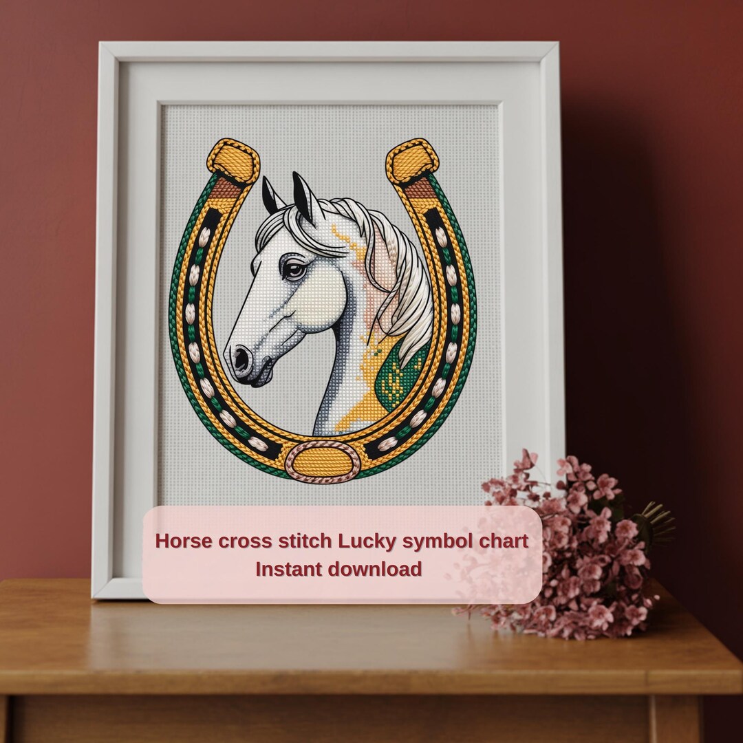 Horse Cross Stitch Lucky Symbol Chart Instant Download - Etsy